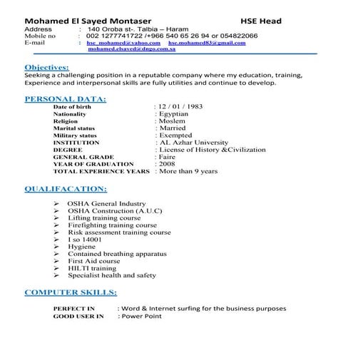 mohamed elsayed CV | PDF