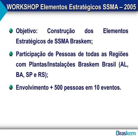 Implementação Elementos de Gestão SSMA_2005 | PPT
