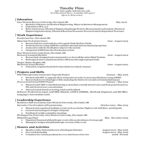 TFlinn Resume | DOCX | Science