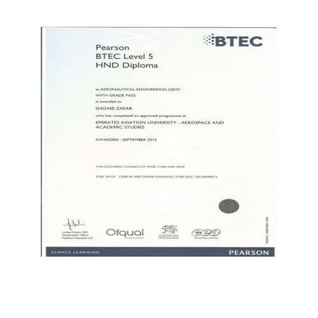 BTEC-L5 HND (Aeronautical Engineering) | PDF