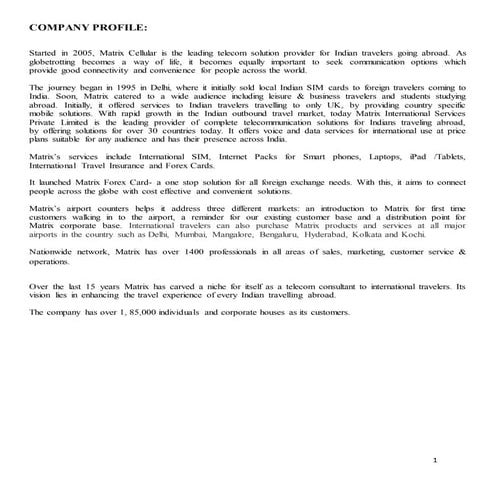 Company Profile final_Matrix | DOCX