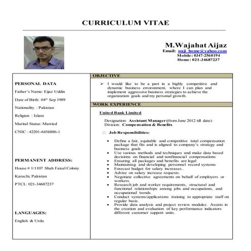 CV Muhammad Wajahat | DOCX