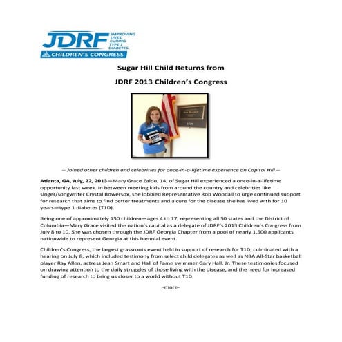 JDRF Press Release | PDF