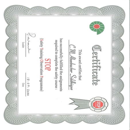 STOP Cetificate - PDO | PDF