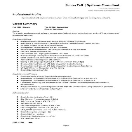 Curriculum Vitae - Simon Teff - 2016 | PDF