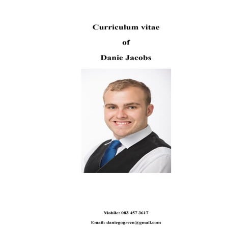 Curriculum vitae of Danie Jacobs | PDF