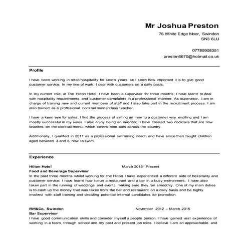 Josh's CV | DOCX