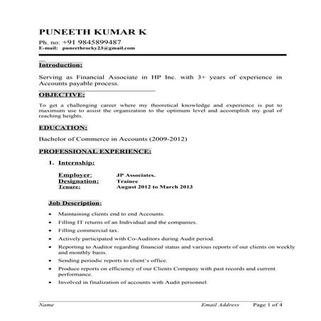 Puneeth_Exp_3Years | PDF