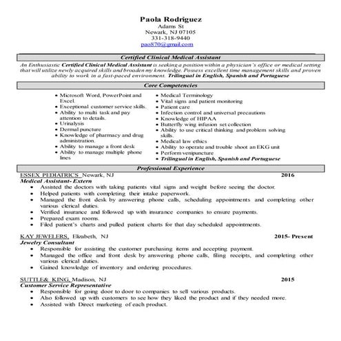 Prodriguez CCMA resume | DOCX