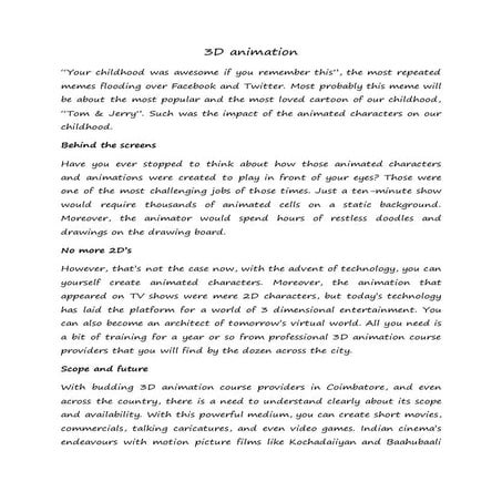 3D Animation Career Pressentation - exploration of careers | PPTX