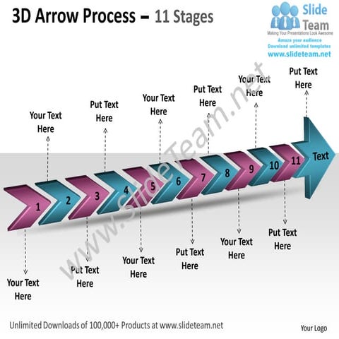 3d arrow process 11 stages business plans for start ups power point ...