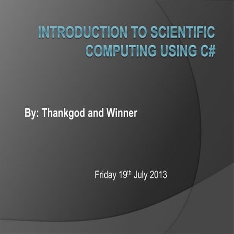 Application Of Geometry In Scientific Computing Using C | PPT