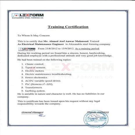 Alex Form Training Certificate | PDF