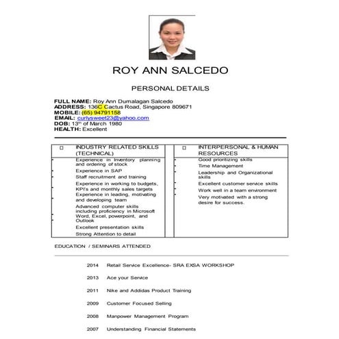 Roy Ann Salcedo CV.docx 2 | DOCX