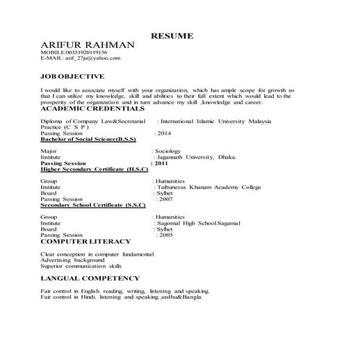 Rasel Mahmood Cv | DOCX
