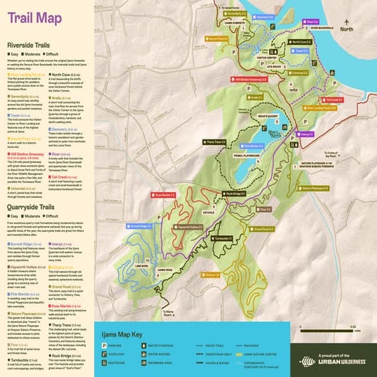Map containing trails within the Ijams Nature Center | PPT