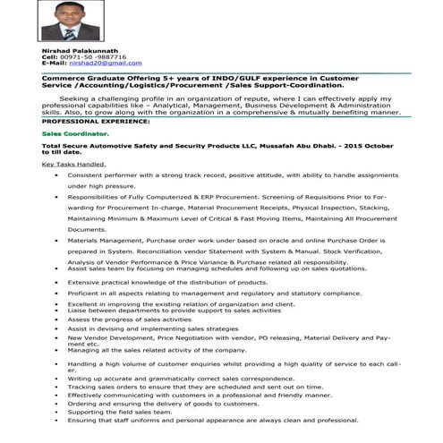 Nirshad Resume - 2017 | PDF | Sales | Business