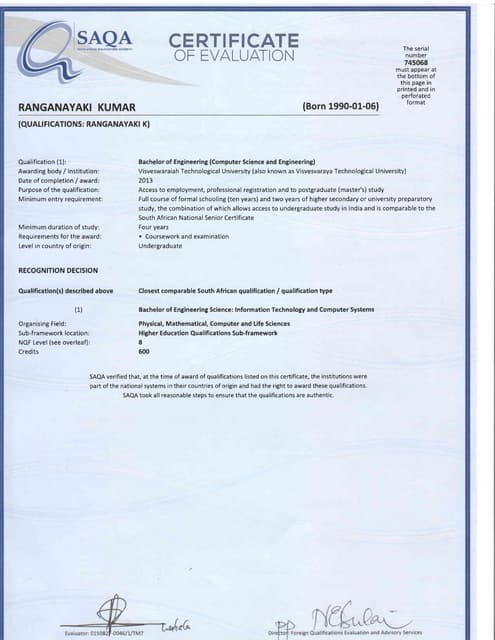 NOSA SHE REPRESENTATIVE CERTIFICATE | PDF