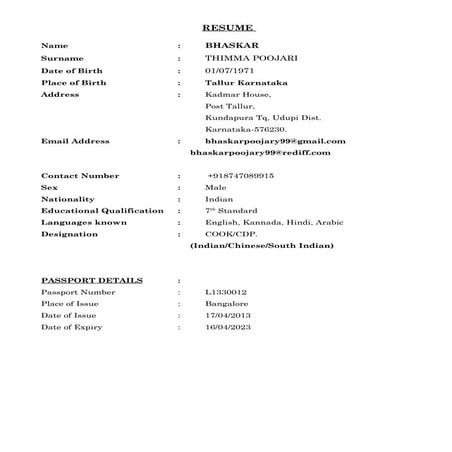 bhaskar resume | DOC