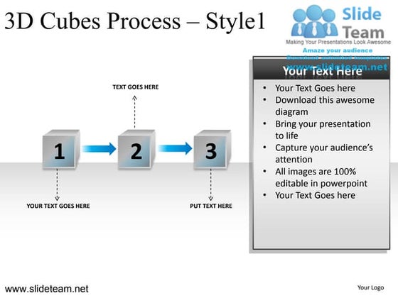 How to create build 3 d cubes blocks in line to show process process 1 ...