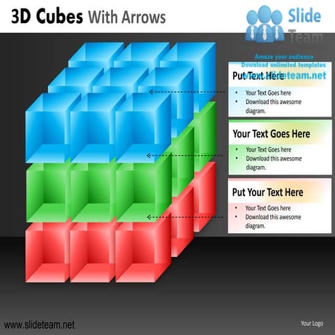 3d cubes building blocks stacked with arrows powerpoint ppt templates ...