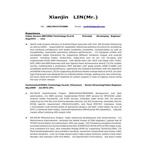 Resume-LIN-en-2014 | PDF