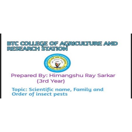 Scientific name, Family, Order of Various insect pests | PDF