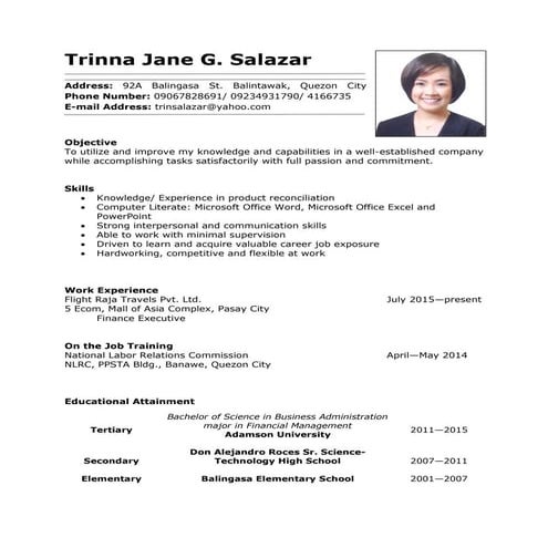 RESUME TRINSALAZAR | PDF
