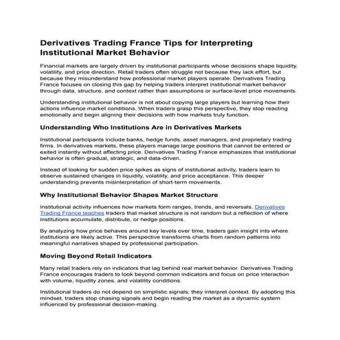 Derivatives Trading France Tips for Interpreting Institutional Market ...
