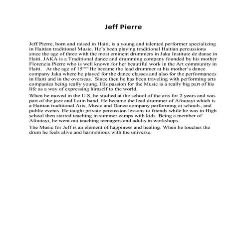Jeff Pierre bio 2014 | PDF
