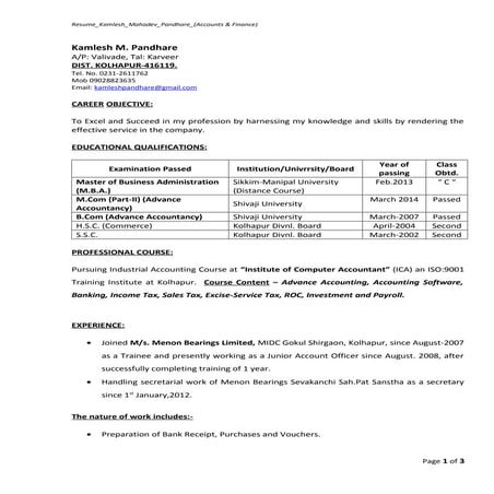 Kamlesh Pandhare ASF resume | PDF