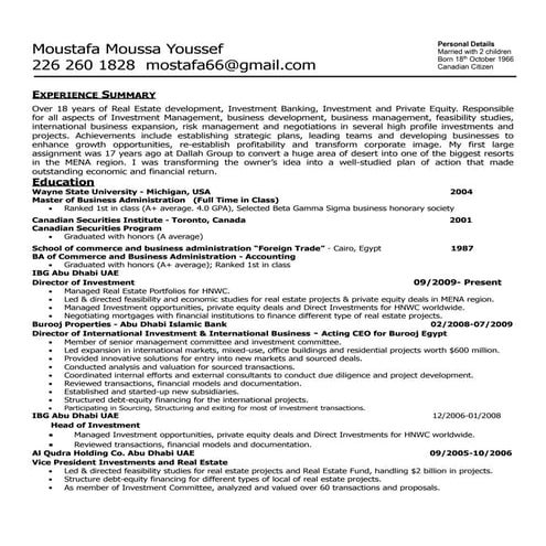Moustafa Moussa Youssef Resume 2 | PDF