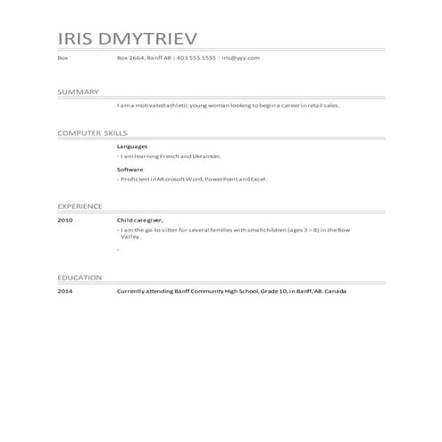 Iris Resume 2015 | DOCX