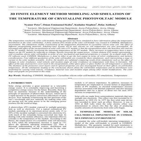 3 d finite element method modeling and simulation of the temperature of ...