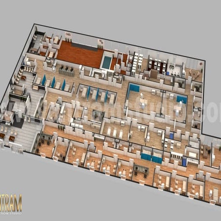 3d floor plan of mind blowing hospital done by Yantram 3d floor Plan ...