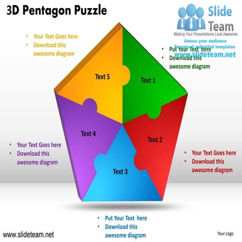3d pentagon puzzle process powerpoint templates. | PDF
