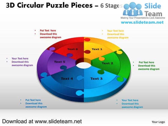 3 d puzzle pieces connected jigsaw 10 stages powerpoint diagrams and ...