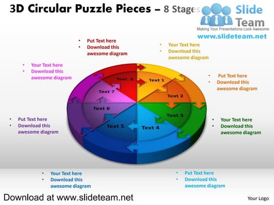 3 d puzzle pieces connected jigsaw 4 stages powerpoint presentation ...