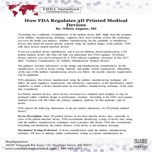 How FDA Regulates 3D Printed Medical Devices | DOCX