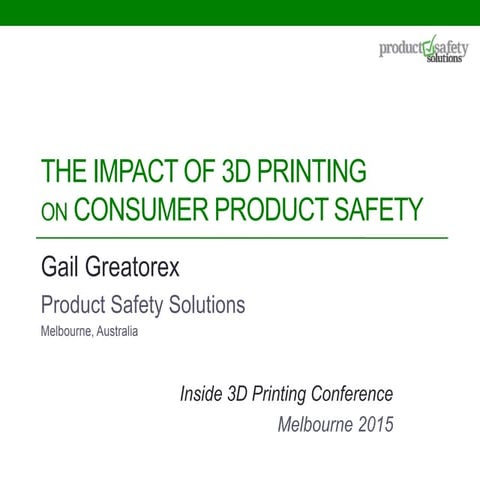 3D printing and product safety | PPTX