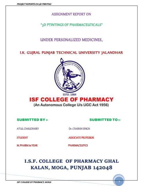 3D printing drug delivery system by mukesh kapse | PPT