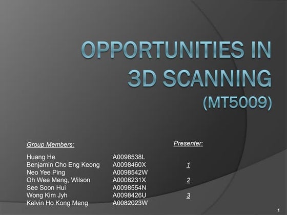 3 d scanning technology | PPTX | 3-D Graphics | Computer Software and Applications