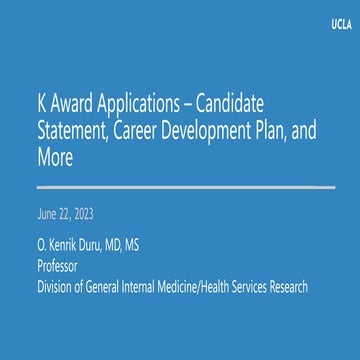 Writing the NIH K Award – Candidate Information and Career Development ...
