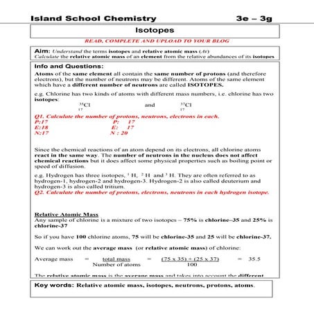 3e f isotope info + qs | DOC | Chemistry | Science