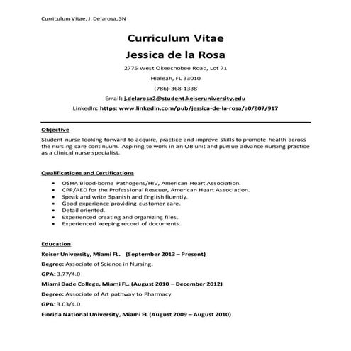Curriculum Vitae updated | DOCX