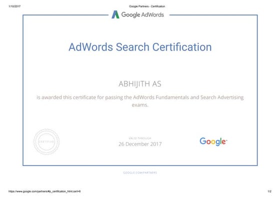 Google Partners - Search Advertising Certification | PDF