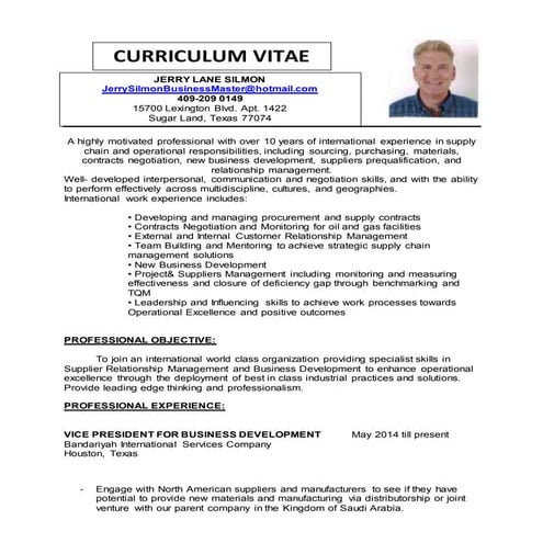 CV - Jerry Lane Silmon Supplier Relationship Management (2) | DOCX | Business Administration ...