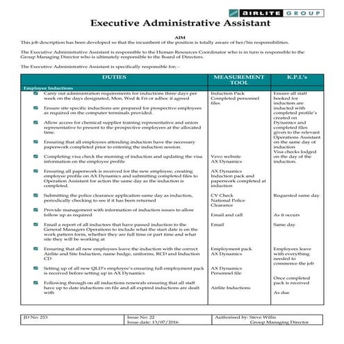 Job Description - Executive Administrative Assistant | PDF | Resume ...