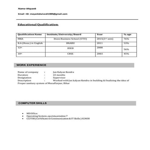 mayank cv | DOCX