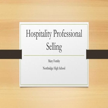 Hospitality Professional Selling | PPTX